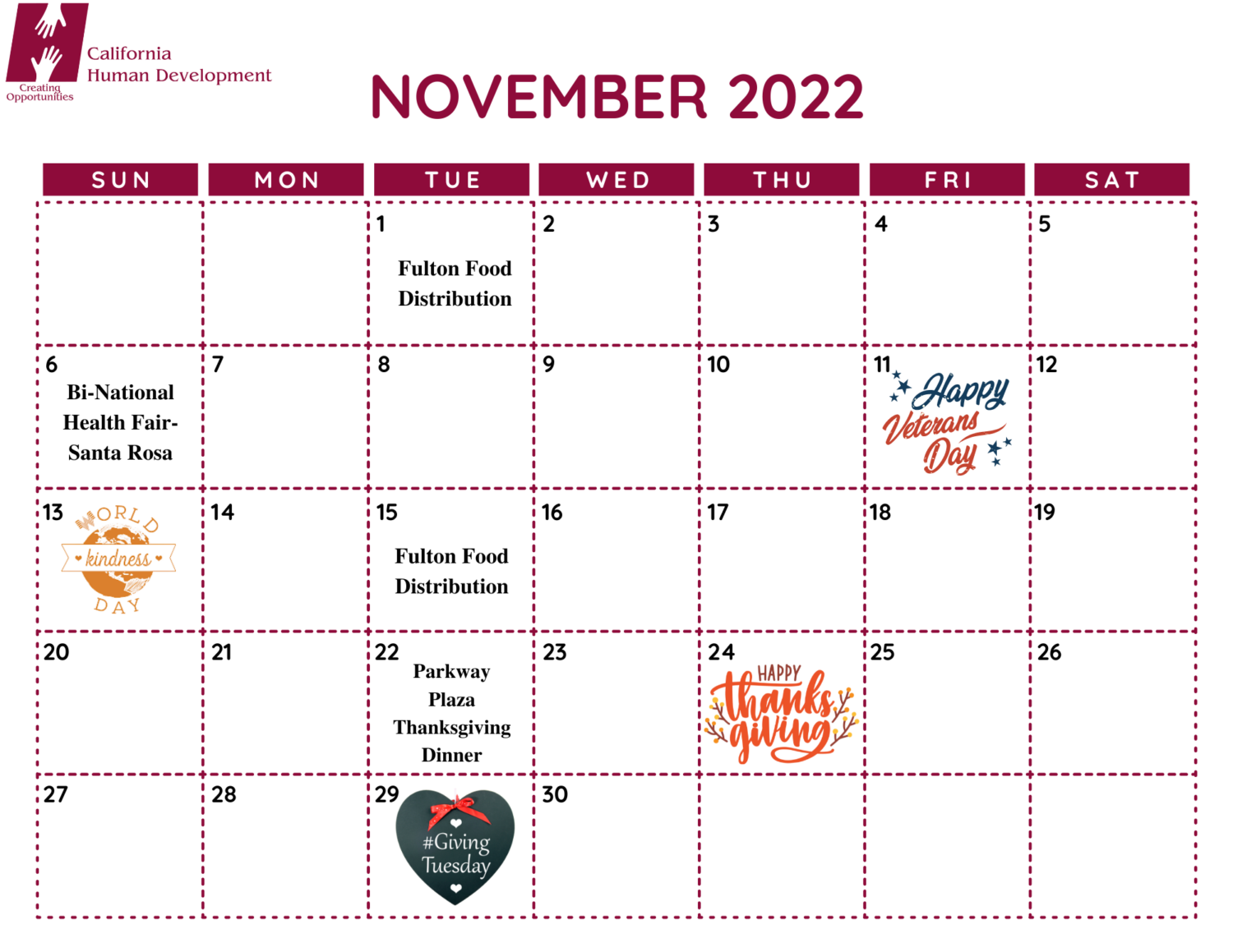 Events Calendar 2022 - California Human Development